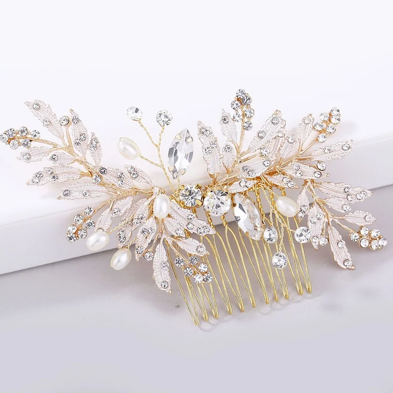 Gold-Color-Wedding-Bridal-Hair-Comb-Crystal-Rhinestone-Wedding-Hair ...