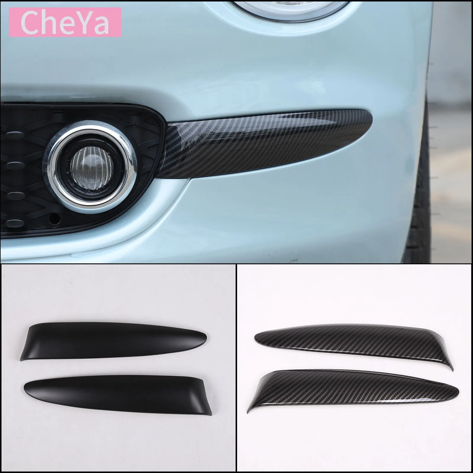 cheya-ABS-Carbon-Fiber-Car-Front-Fog-Lamp-Wind-Knife-Fangs-Trim-Strips ...