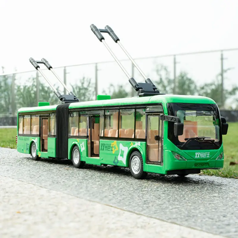Electric-Tourist-Traffic-Trackless-Bus-Alloy-Passenger-Car-Model-Metal ...