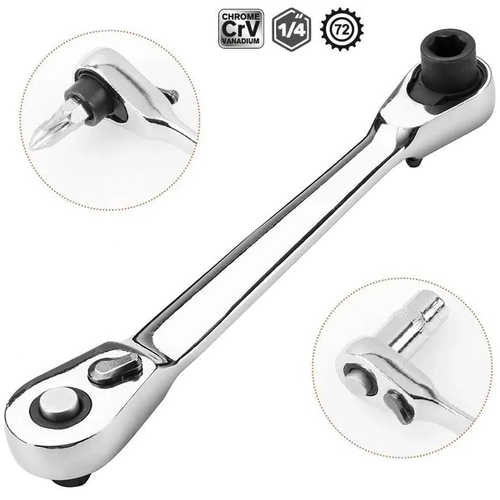 Mini-Double-Headed-Ratchet-Wrench-1-4-Inch-Drive-Socket-Screwdriver-Bit ...