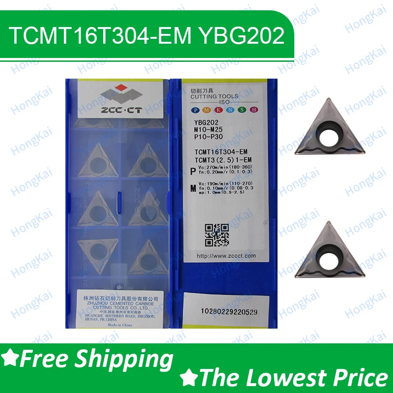 10PCS ZCC CNC Carbide Cutting Tools TCMT Series TCMT16T304-EM YBG202 YBG205
