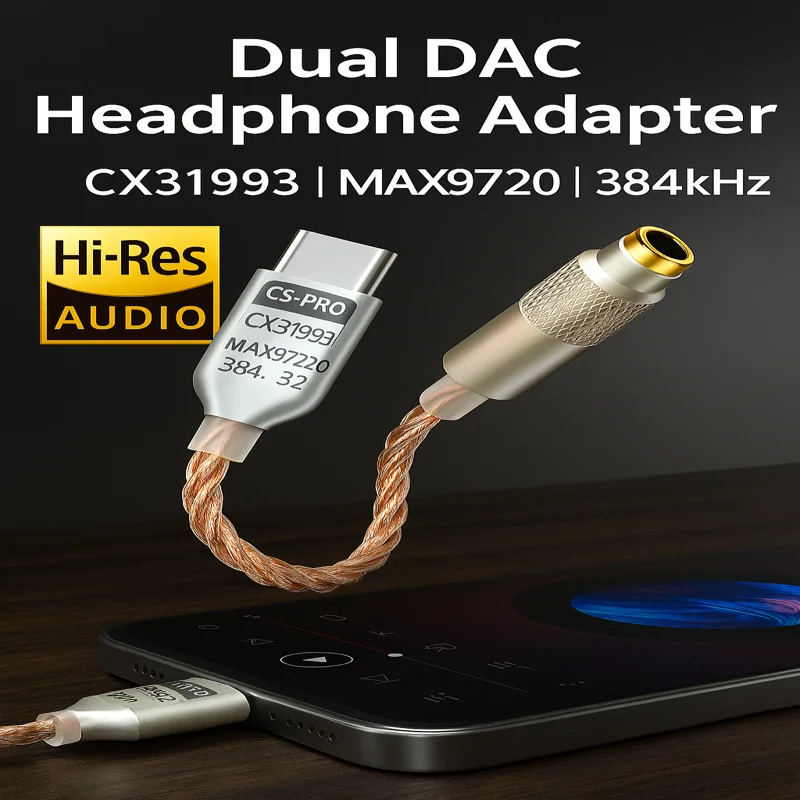 Adaptador de auriculares DAC tipo C a 3,5mm CX31993 MAX97220 Cable ...