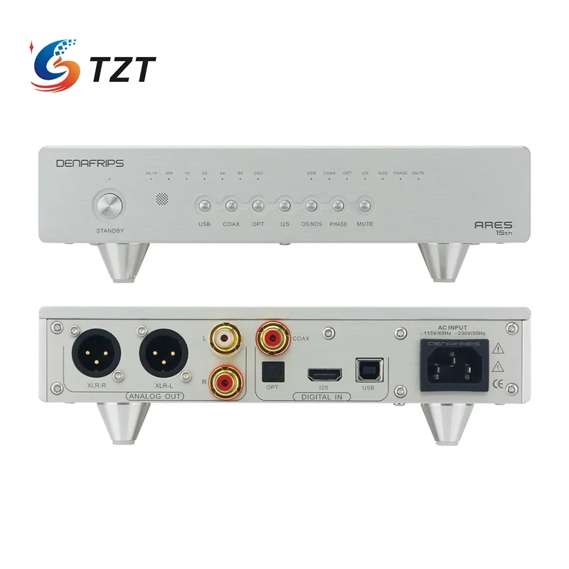 TZT-DENAFRIPS-Black-Silvery-ARES15th-DAC-Digital-Audio-Decoder-80VAx2-HiFi-R2R-Support-up-to ...