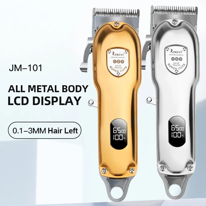 RESUXI-JM-101-Profissional-Cordless-Hair-Clipper-para-Homens-All-Metal-Hair-Trimmer-Barber-Beard ...