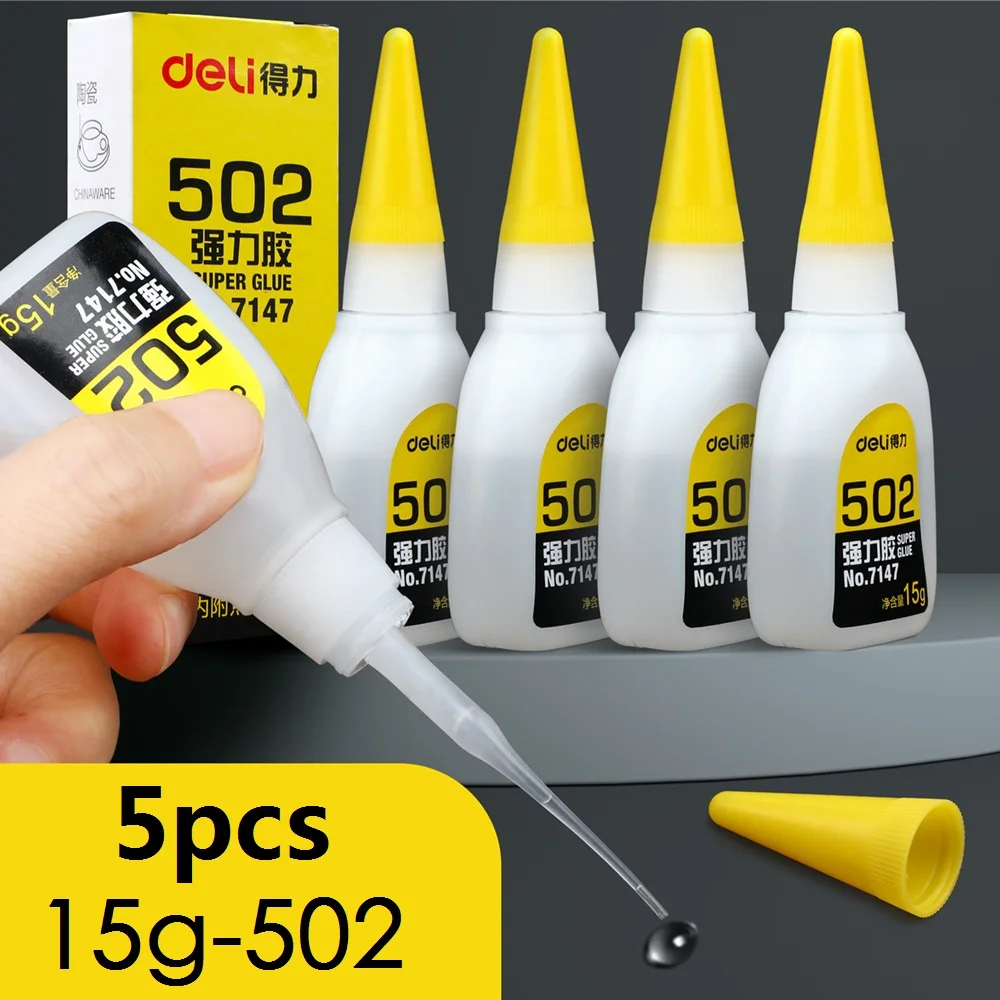 5pcs-15g-Deli-502-Adhesive-Super-Glue-Sticks-Instant-Dry-Strong-Bond ...