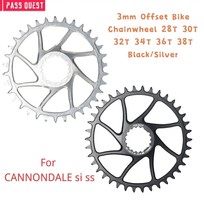 Pass-Quest-3mm-Offset-Bike-Chainwheel-28T-30T-32T-34T-36T-38T-Black ...