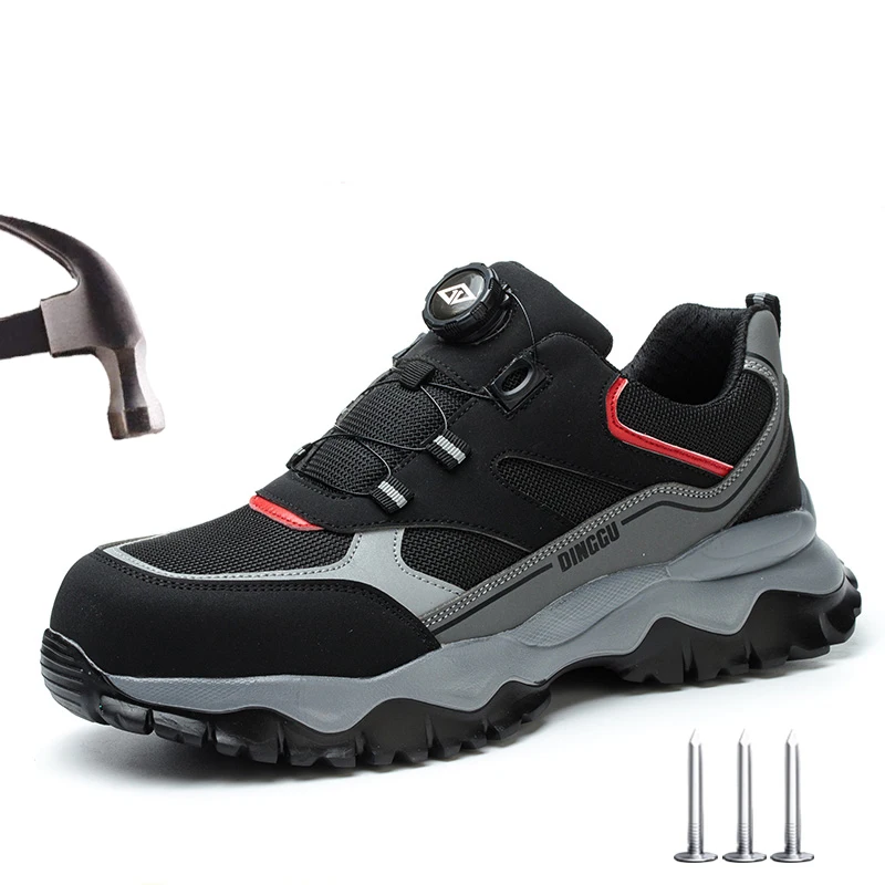 Lightweight Safety Shoes Men Steel Toe Work Shoes Rotating Button ...