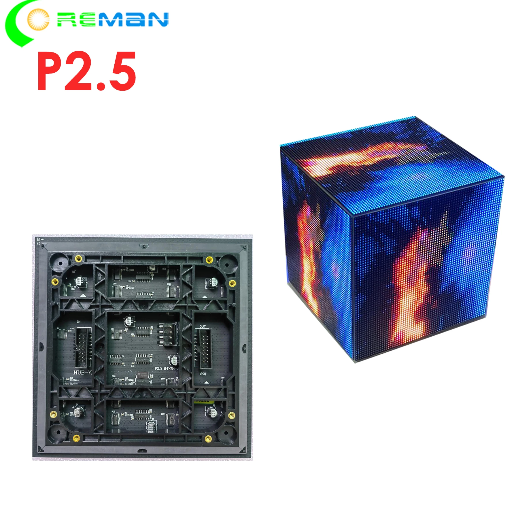 No shipping 45 degree bevel edge LED module P2.5 64x64 pixels 160x160mm ...