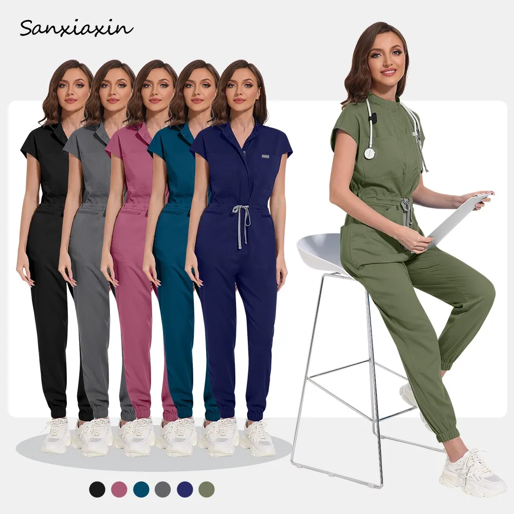 Multicolor Doctor Nursing Uniform Short Sleeve Nurse Scrubs Jumpsuits ...