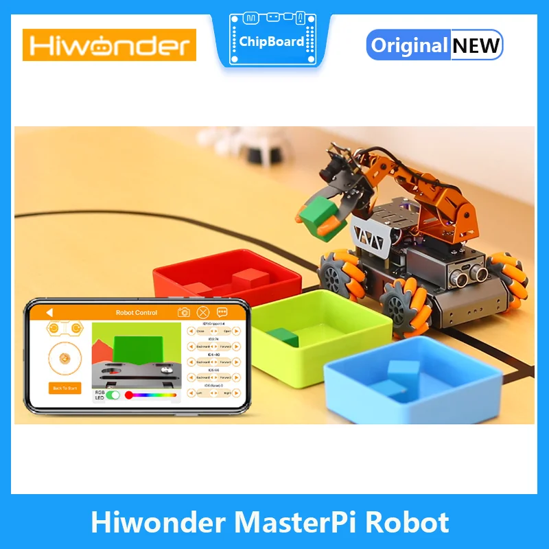 MasterPi Hiwonder AI Vision Robot Arm With Mecanum Wheels
