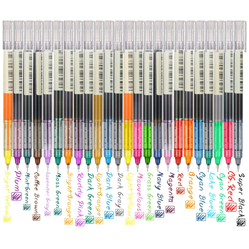 24 Colors/set Straight Liquid Gel Pen Stationery Supplies Office Gel ...