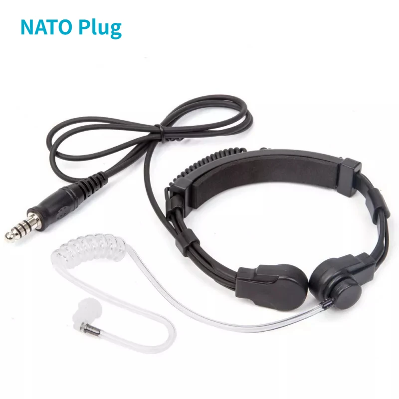NATO Plug Headset Walkie Talkie U94 PTT Neck Throat Mic Earpiece Radio ...