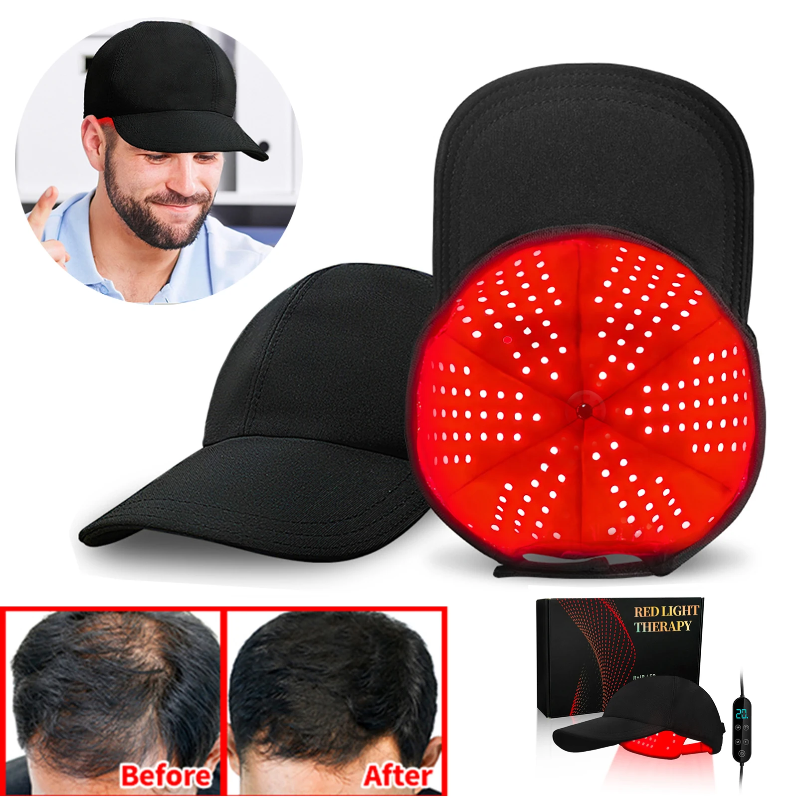Red Light Therapy Device Hat Near Infrared 180LED Treatment Helmet for ...