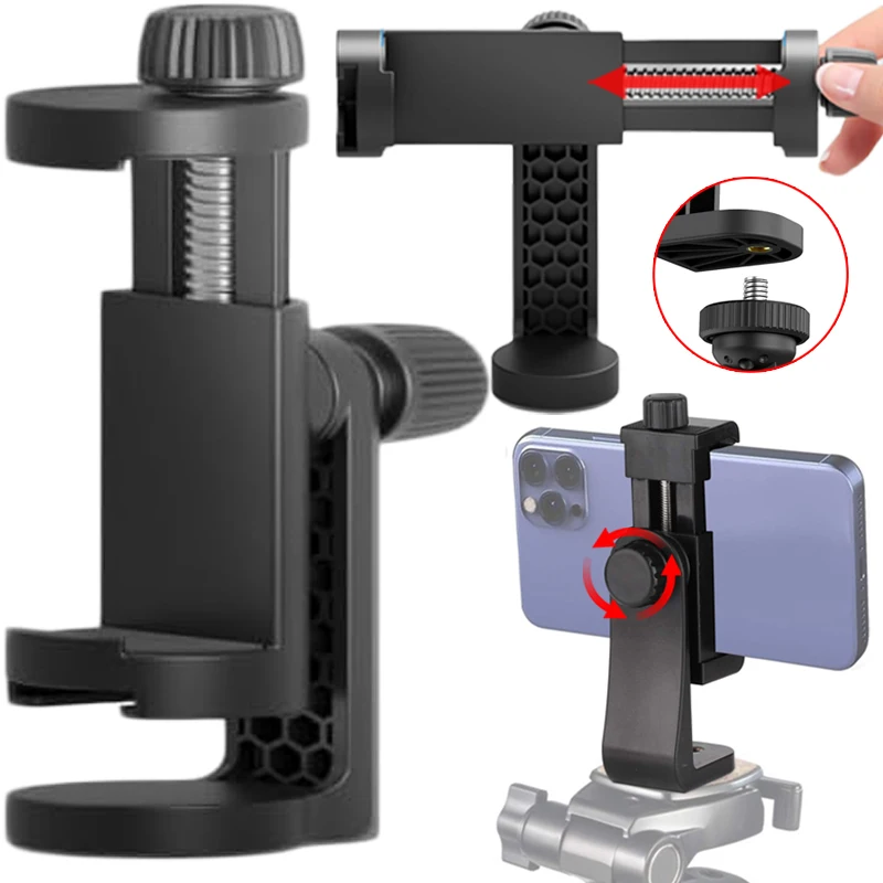 Universal Phone Tripod Mount Adapter Cell Phone Holder with Adjustable ...