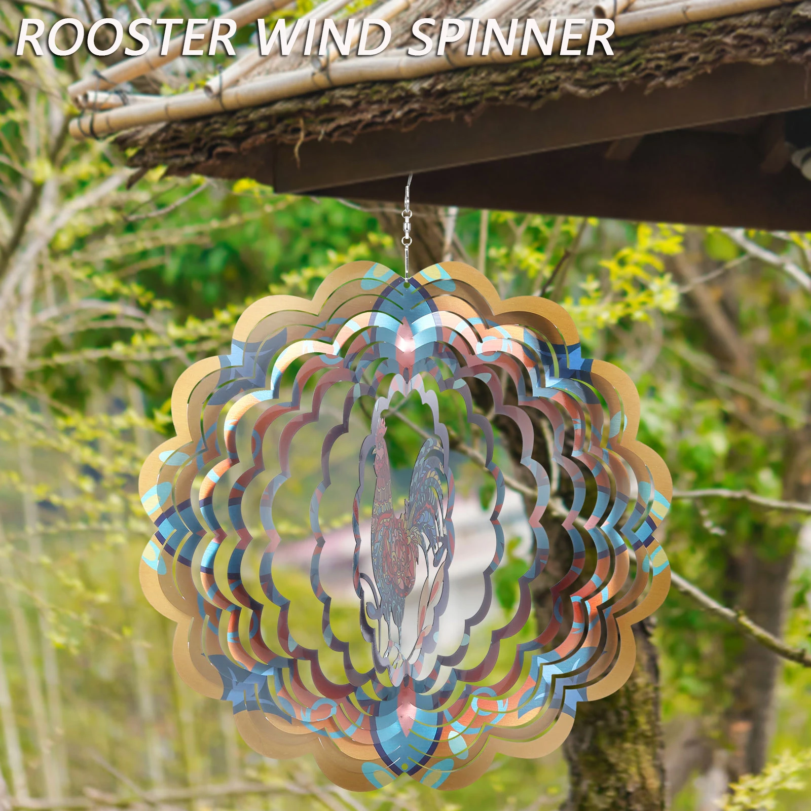 12-Inch-Rooster-Wind-Spinner-3D-Hanging-Rooster-Wind-Catcher-Stainless ...
