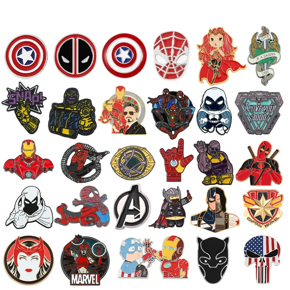 Marvel Movie Avengers Superhero Spiderman Captain America Enamel ...