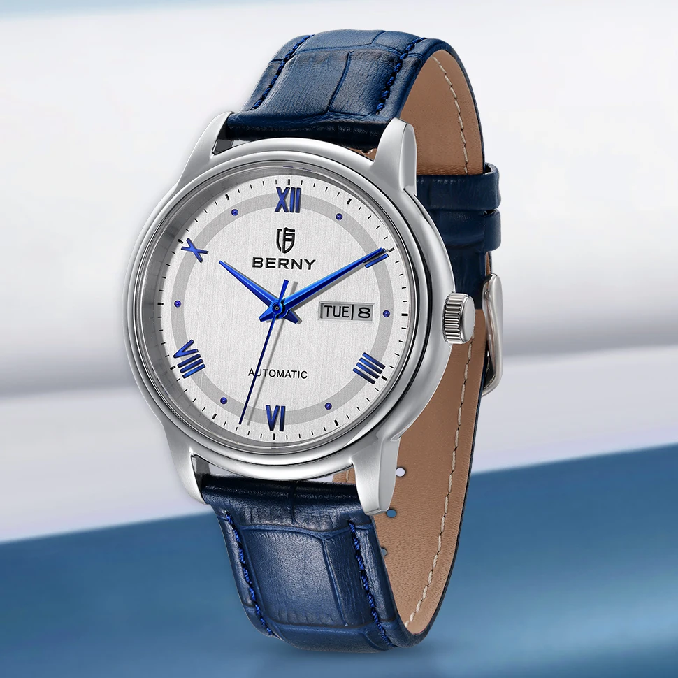 BERNY Reloj de pulsera automático para hombre, cronógrafo mecánico MIYOTA 8205, con fecha y ...