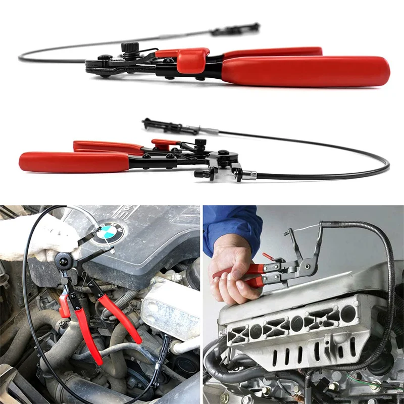 The hose clamp pliers has a ratchet lock that will hold the clamp ...