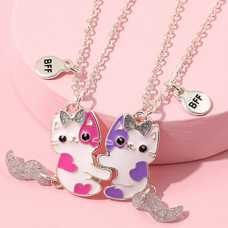 2-unids-set-de-collares-con-colgante-en-forma-de-gato-de-dibujos ...