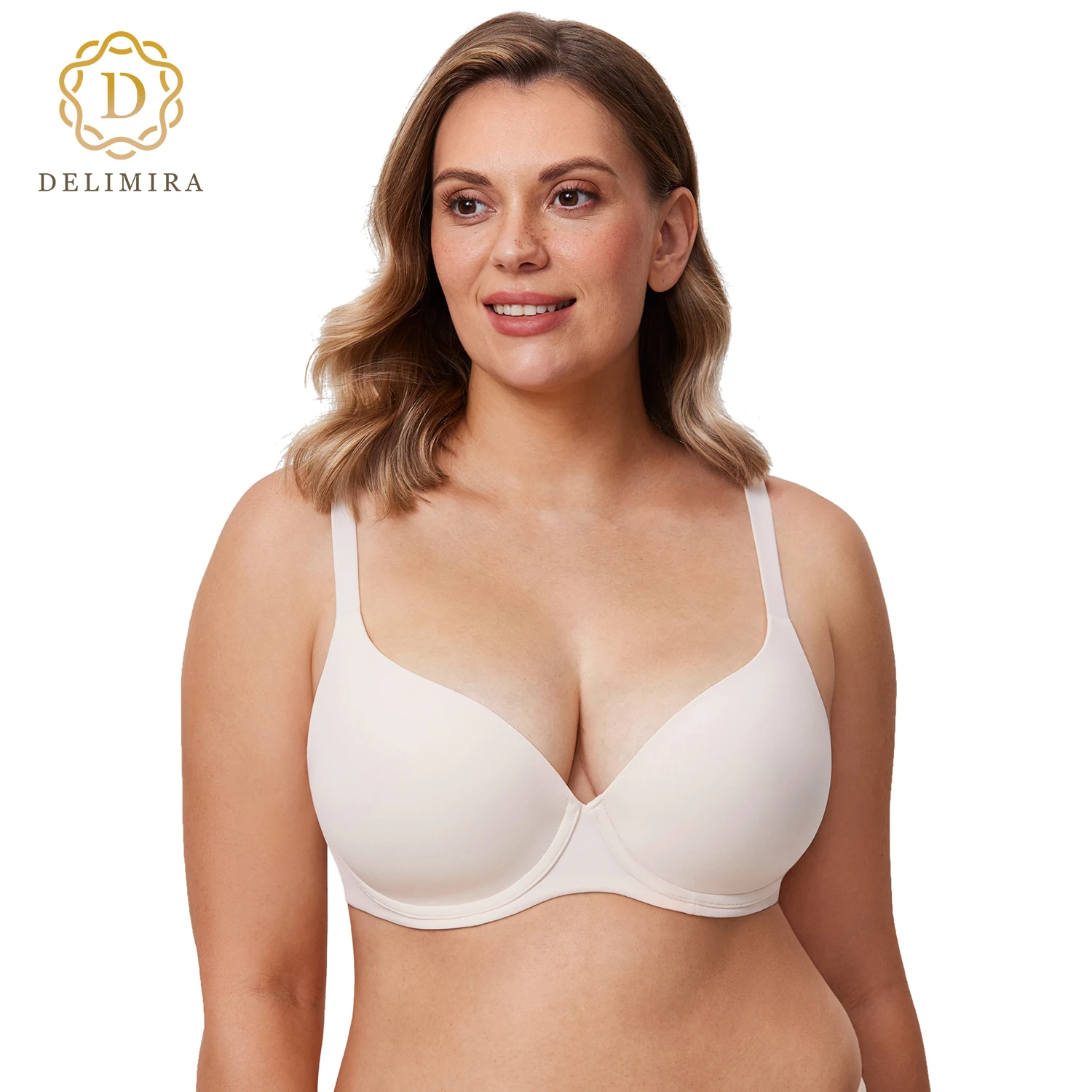 DELIMIRA-Women-s-Seamless-Bra-Plus-Size-Full-Coverage-Tshirt-Supportive-Lightly-Padded-Underwire ...