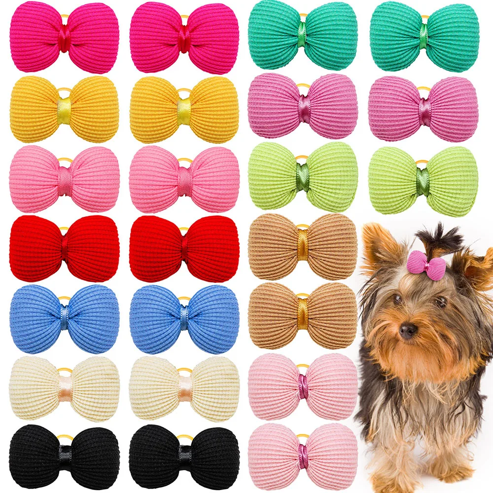10PCS-Solid-Color-Dog-Hair-Bows-Rubber-Bands-Puppy-Cat-Grooming-Hair ...