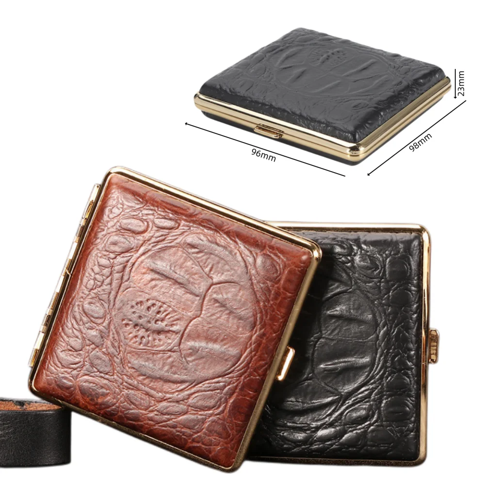 Metal Iron Clip Cigarette 20 Pack Cowhide High Grade Classic Cigarette ...