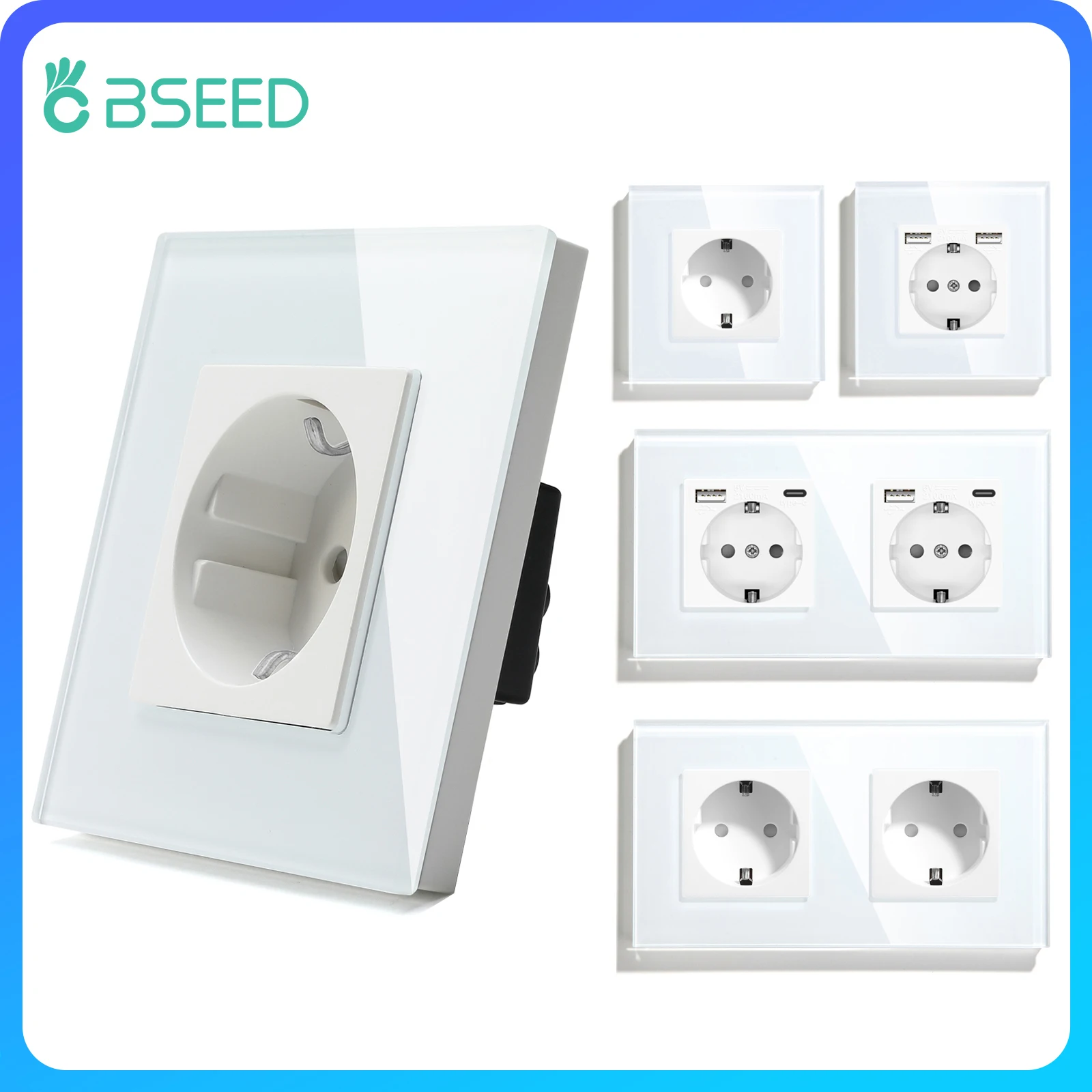 BSEED-EU-Wall-Socket-With-USB-Double-Glass-Sockets-Triple-Electric ...