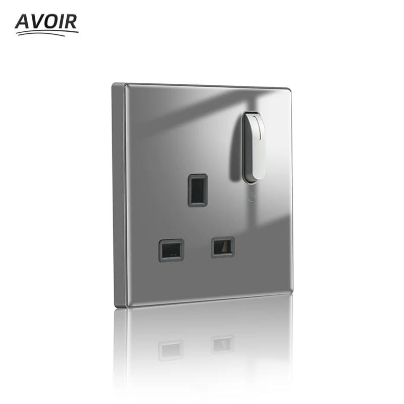 Avoir Wall Power Socket 13A UK Plug With Usb Charging Gray Glass Panel ...