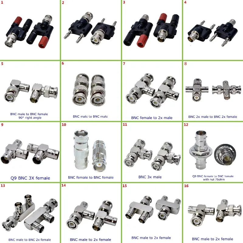 1Pcs BNC To BNC Male Female Connector Q9 BNC BANANA Tee Type 3way 4way ...
