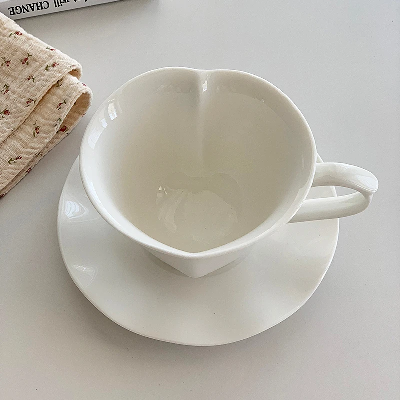 Simple-White-Heart-Ceramic-Coffee-Cup-Afternoon-Snack-Tea-Cup-Porcelain ...