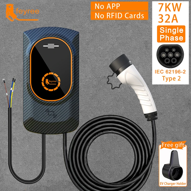 EV Charger Wallbox 32A 7KW EVSE Type2 Cable IEC62196-2 Cord Single ...
