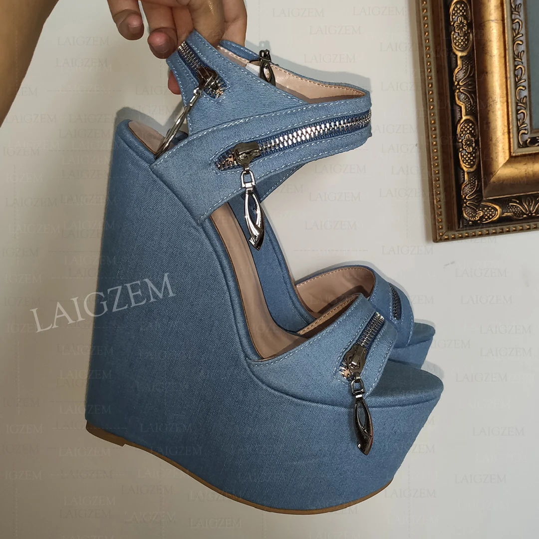ZHIMA-Women-Sandals-Platform-Wedges-17CM-High-Heels-Pumps-Peep-Toe ...