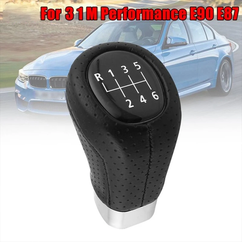 6-Speed-Gear-Shift-Knob-Leather-For-BMW-1Series-3Series-E81-E82-E87-E88 ...