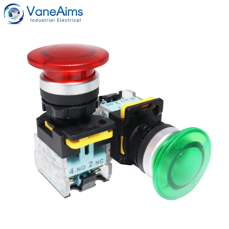 Big Red Green Mushroom Push Button Switch Vaneaims 22MM FXB38 10A ...