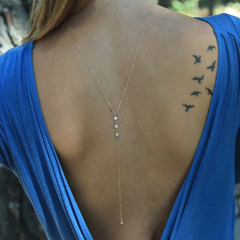 Crystal-Pendant-Necklace-Tassel-Back-Chain-Necklace-Fashion-Jewelry ...