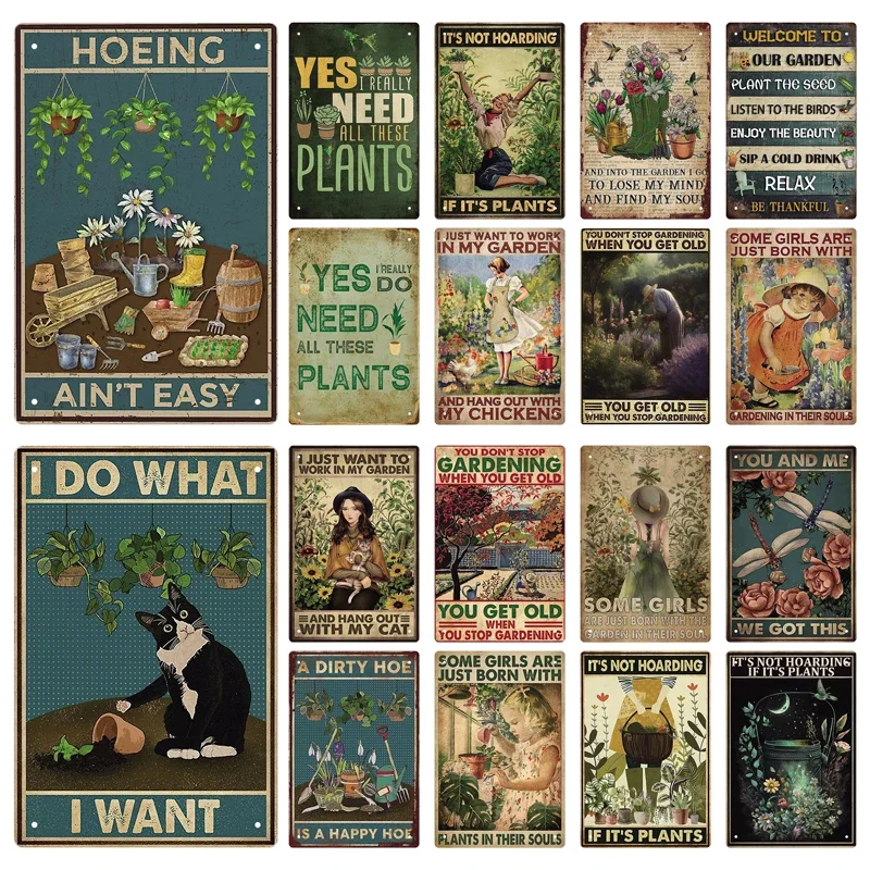 Tin-Sign-Garden-Hoeing-Aint-Easy-Flower-Plant-Sign-Decor-Funny-Slogans ...