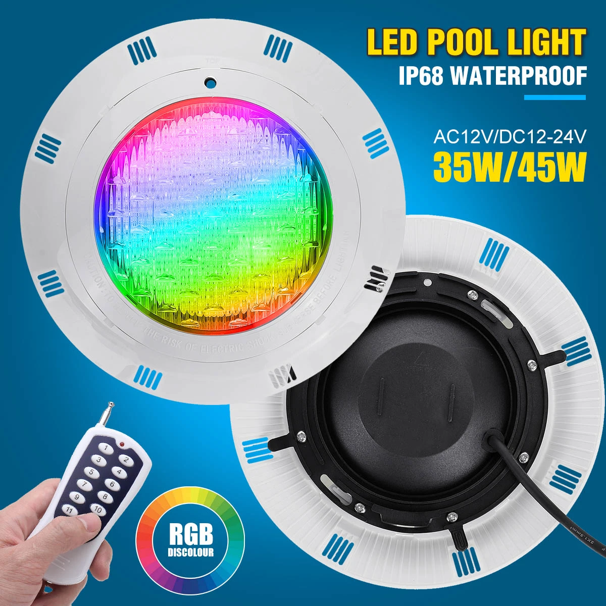 45w Rgb Led Swimming Pool Light 450led Ip68 Waterproof Ac12v-24v Outdoor Rgb Underwater Light ...