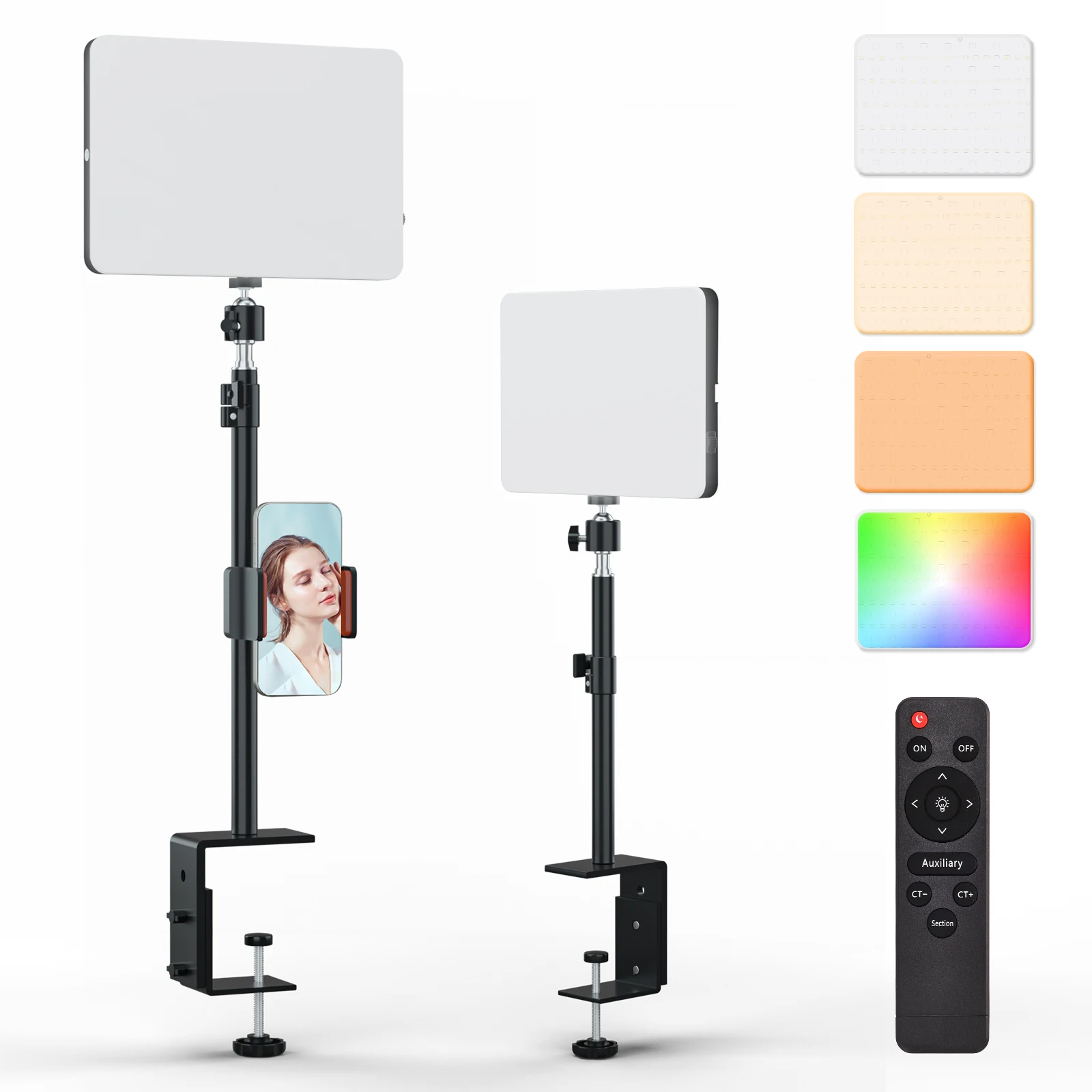 LED Desk Bi-Color Video Light RGB Streaming Key Light with Remote ...
