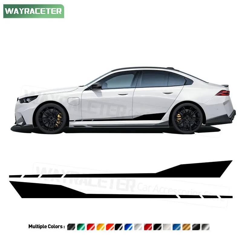 2 Pcs Door Side Stripes Sticker Carbon Fiber Vinyl Decal For BMW M5 ...