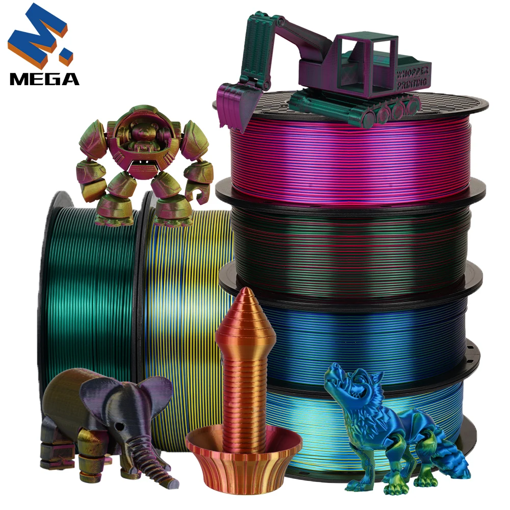 Tricolor-3D-Printer-Filament-Silk-PLA-3-Color-Rainbow-Multicolor-3D ...