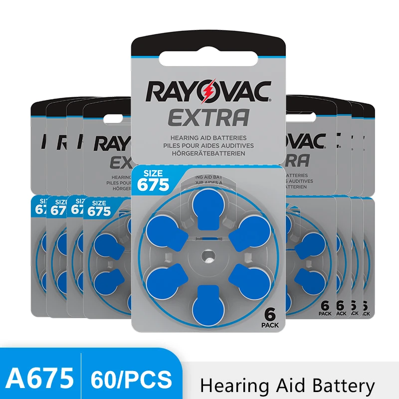 60 Pcs Hearing Aids Battery Rayovac Extra High Performance Hearing Aid ...