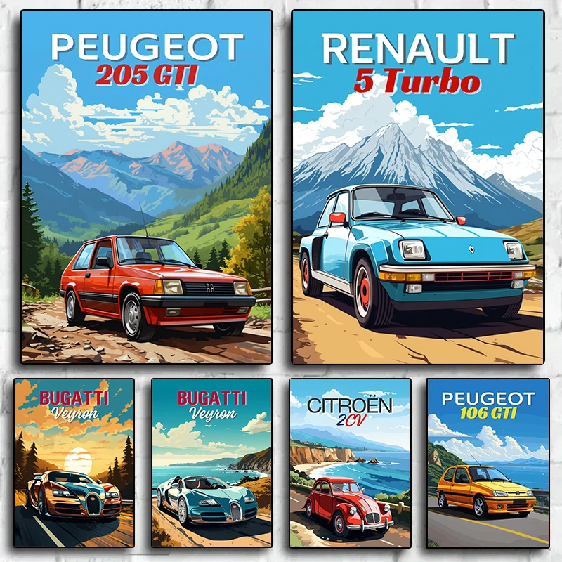Citroen-2CV-Alpine-A110-Vintage-Classic-French-Car-Posters-and-Prints ...