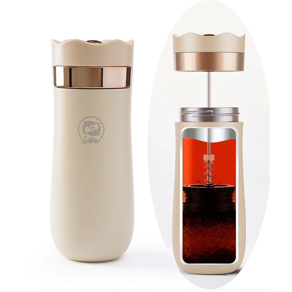 i Cafilas 12oz Portable Coffee Maker French Press Pot Stainless Steel ...