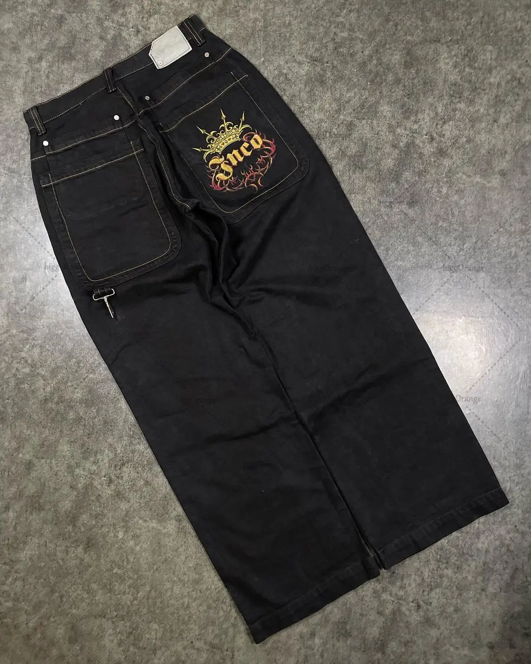 American JNCO Denim Pants Men's 90s Vintage Pattern Embroidered Loose ...