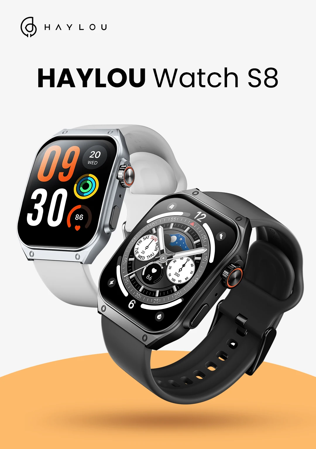 HAYLOU Watch S8 Smartwatch 1.96'' AMOLED Curved Screen BT5.3 Bluetooth ...