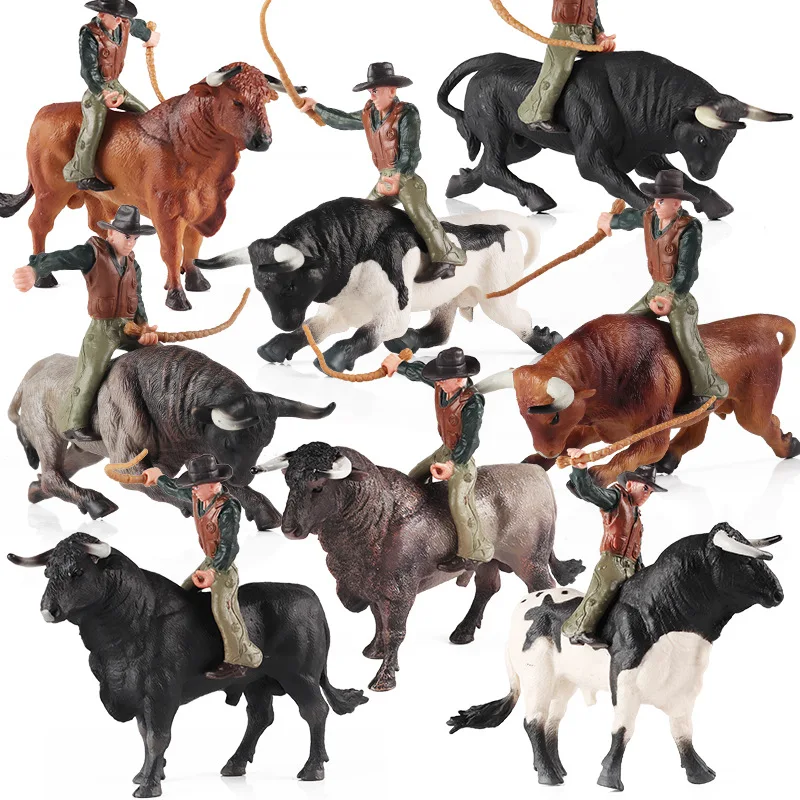 Simulated-Spanish-Bullring-Wild-Animal-Bull-with-Rider-Action-Figures ...