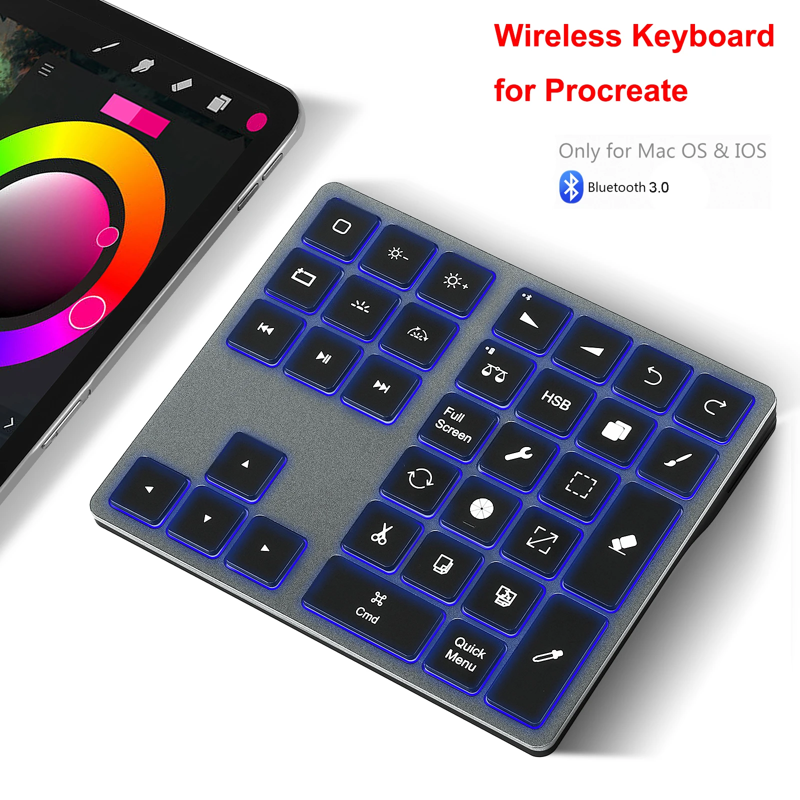 Wireless-Shortcut-Keyboard-for-Procreate-Portable-Rechargeable ...