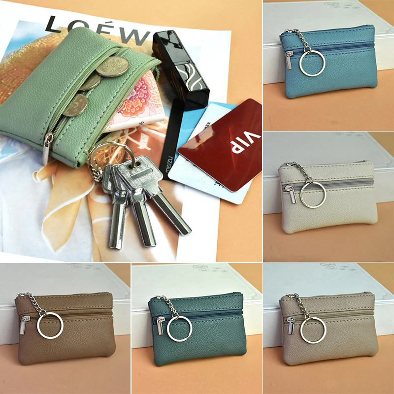 Large Capacity Double Zipper Leather Coin Purse Coin Wallet Women's ...