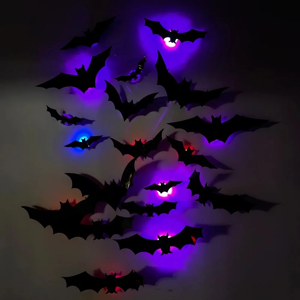12-24pcs-Halloween-New-Night-Light-Bat-PET-Stereoscopic-Bat-Festival ...