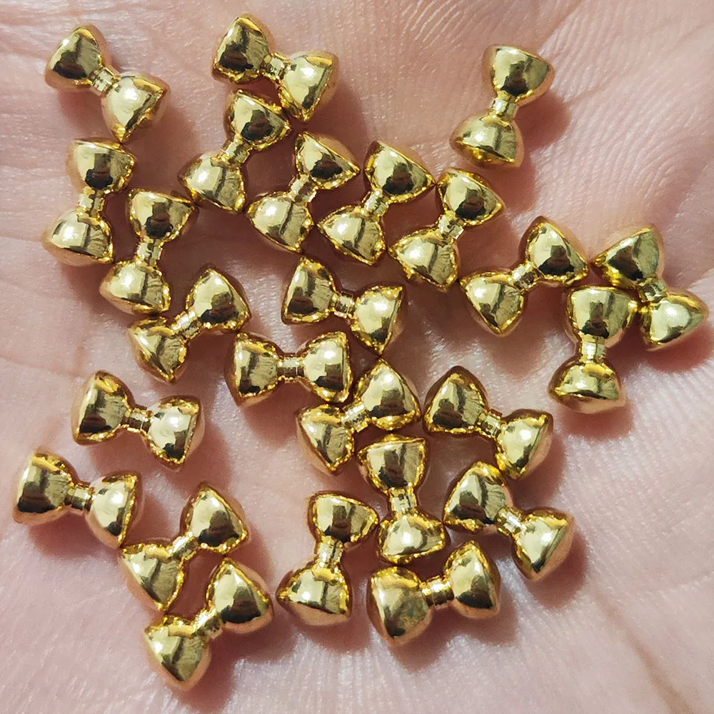 Gold Color / 100 Brass Dumbbell Beads, Convex, Barbell Eyes, Fly Tying ...